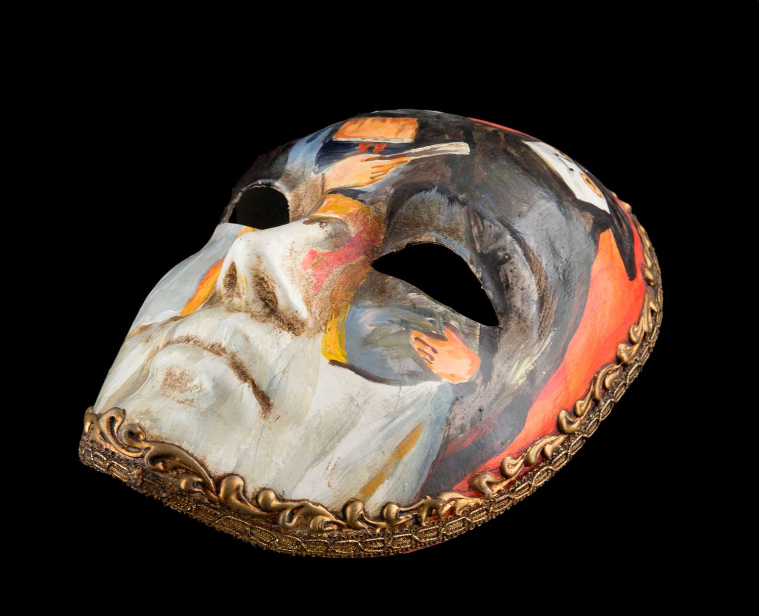 Masque de Venise Volto Visage Bauta en papier mâché Creation Fait main