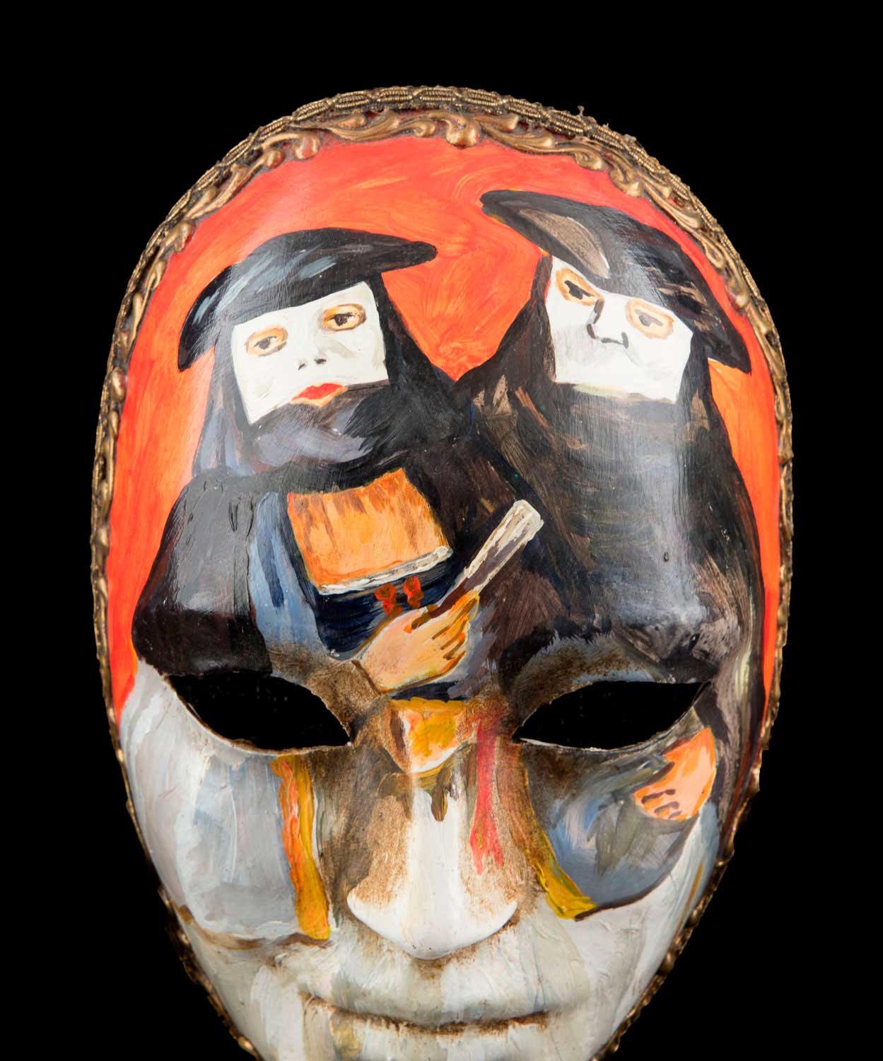 Masque de Venise Volto Visage Bauta en papier mâché Creation Fait main