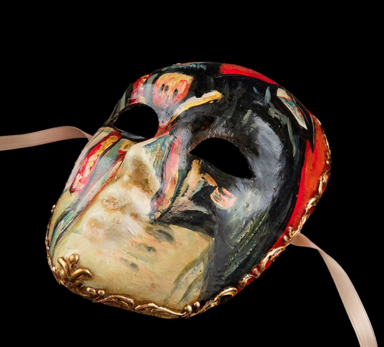 Masque de Venise Volto Visage Bauta en papier mâché Creation Fait main