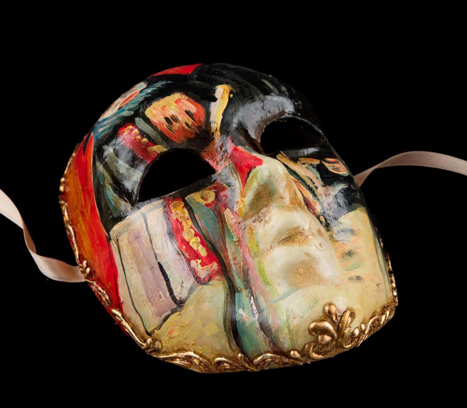 Masque de Venise Volto Visage Bauta en papier mâché Creation Fait main