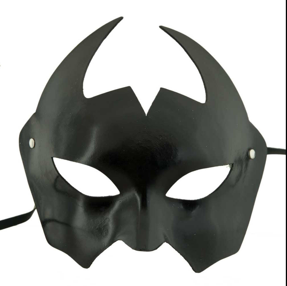 Masque Venise | Masque Diable Noir en cuir véritable