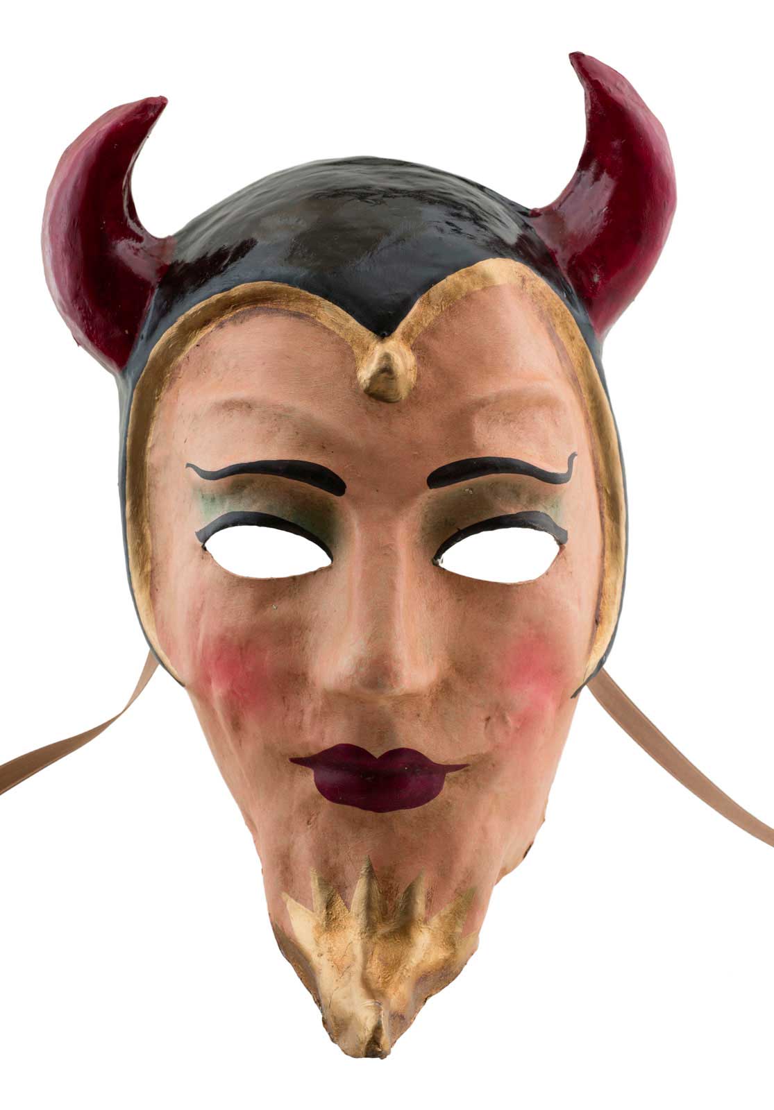 Masque de Venise Diable Diavolo cornes rouge en papier mache Venitien 551
