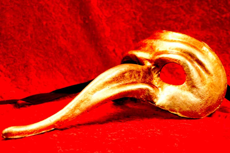 Masque de Venise Zanni doré en papier maché