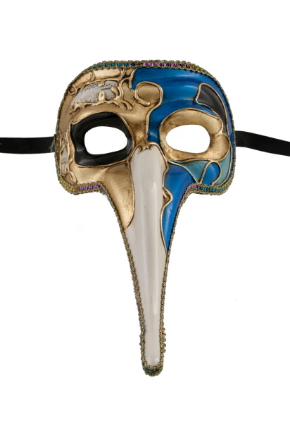 Masque Zanni musica bleu long nez bal masqué ou pour soirée-masques de ...