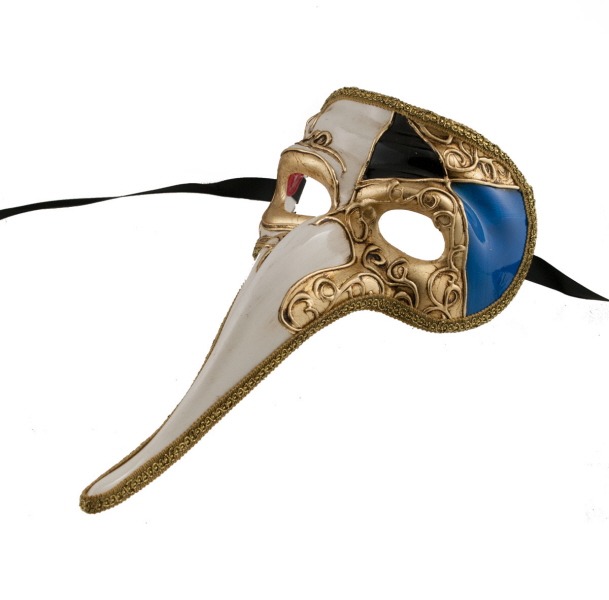 Masque Zanni milo bleu long nez bal masqué ou pour soirée-masques de ...