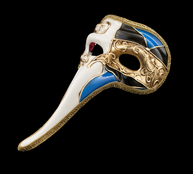 Masque Zanni milo bleu long nez bal masqué ou pour soirée-masques de ...