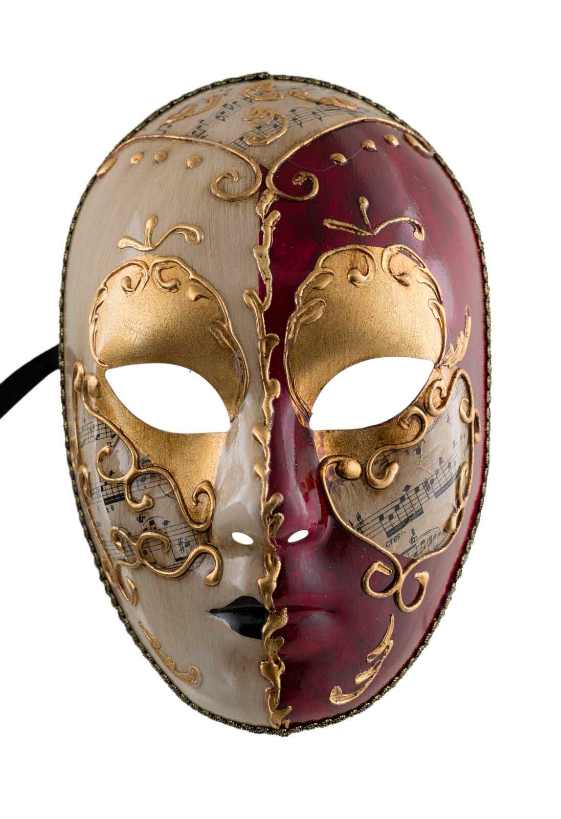 Masque Venitien de déguisement Rouge et Dore Mystère Carnaval Venise 1873