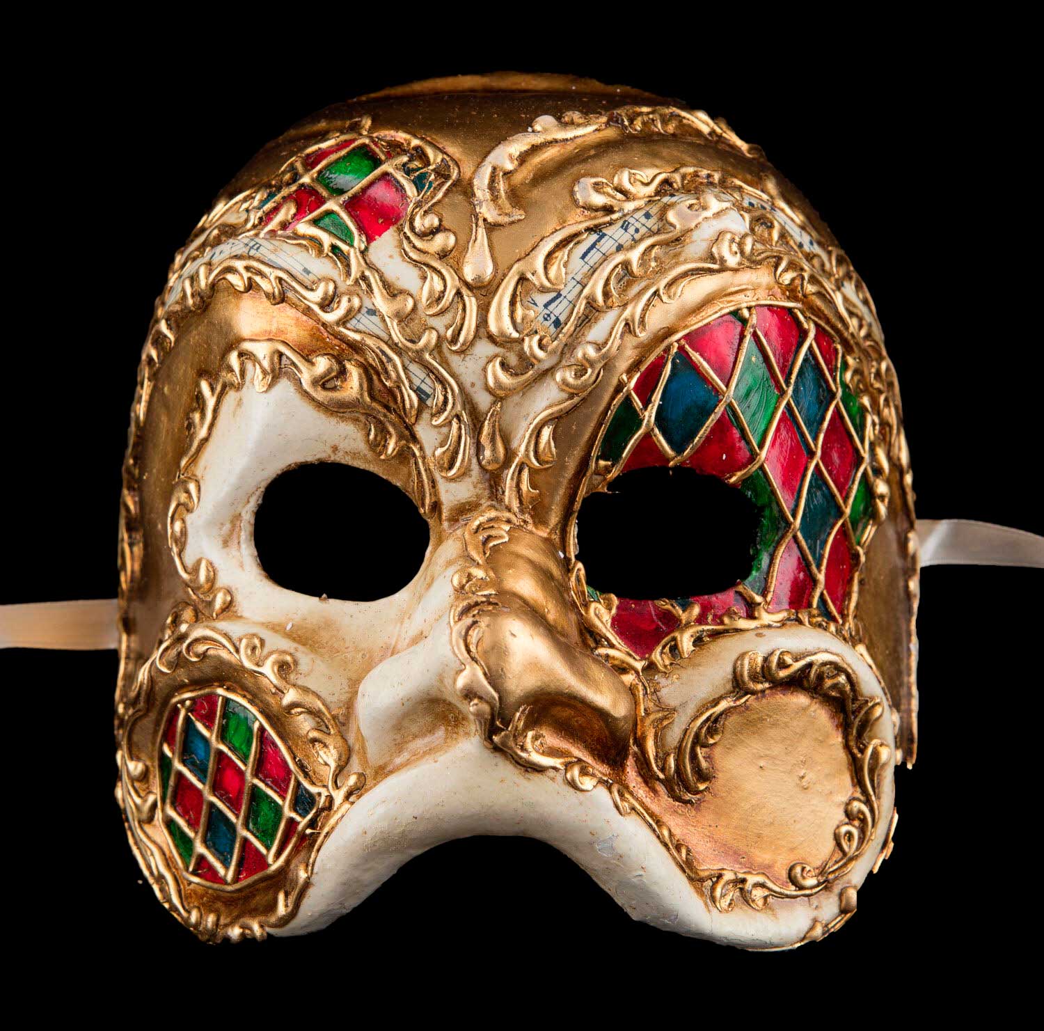 Masque de Venise Arlequin Mosaïque doré papier mache Mixte Haut de ...