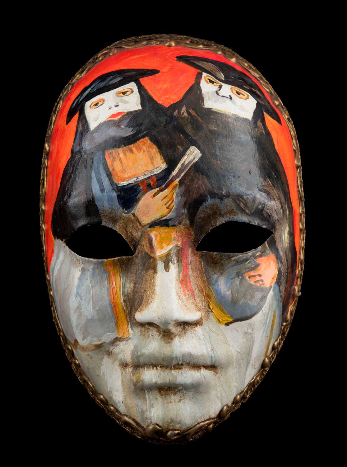 Masque de Venise Volto Visage Bauta en papier mâché Creation Fait main