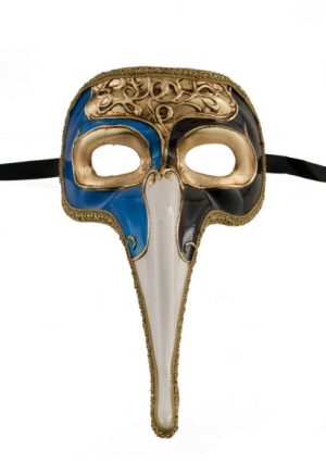 Masque Zanni milo bleu long nez bal masqué ou pour soirée-masques de ...